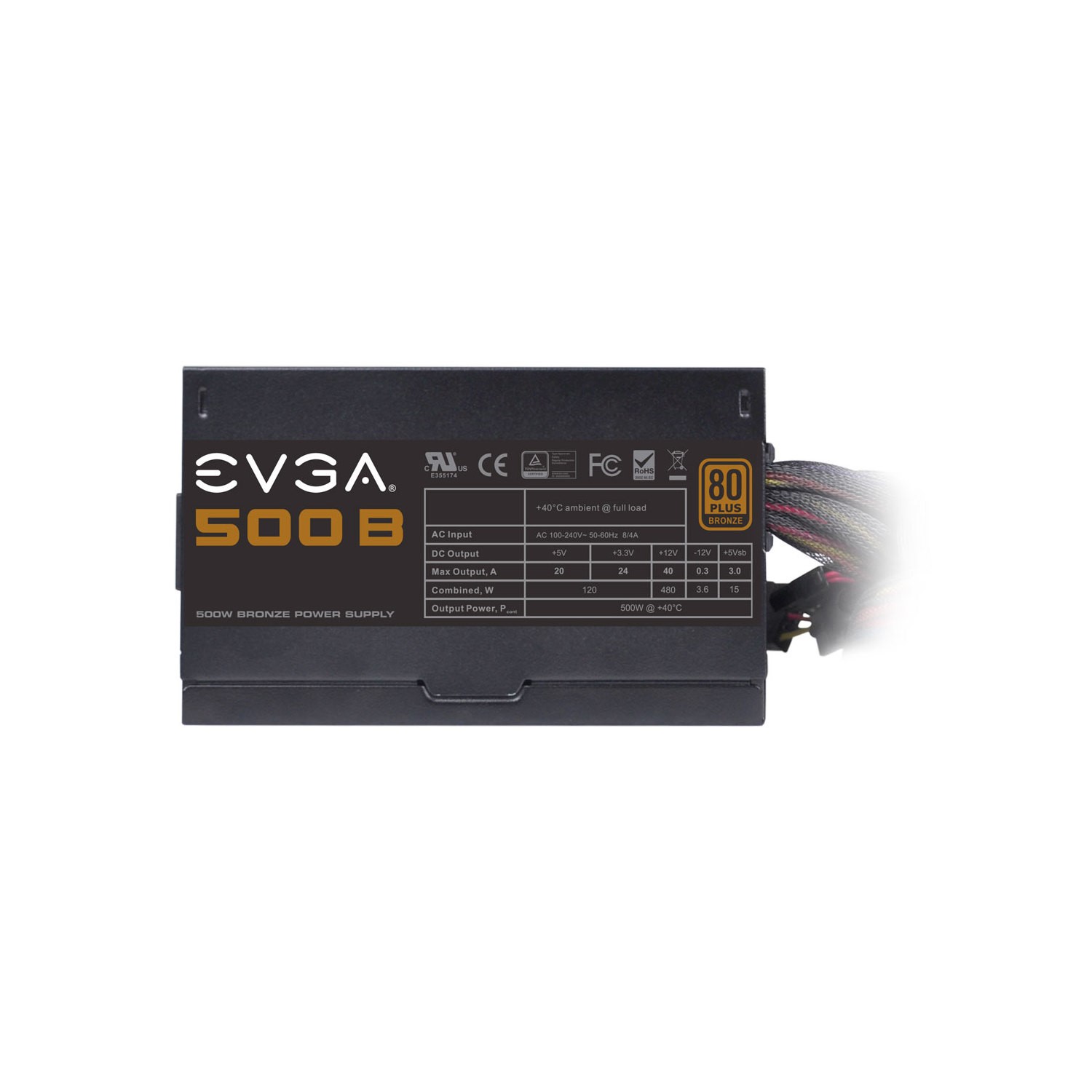 EVGA 500B 500W 80 Plus Bronze Non-Modular Power Supply - Laptops Direct