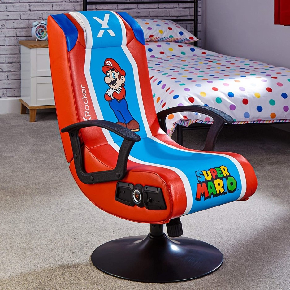 X Rocker Nintendo Super Mario 2.1 Audio Pedestal Gaming Chair - Mario ...