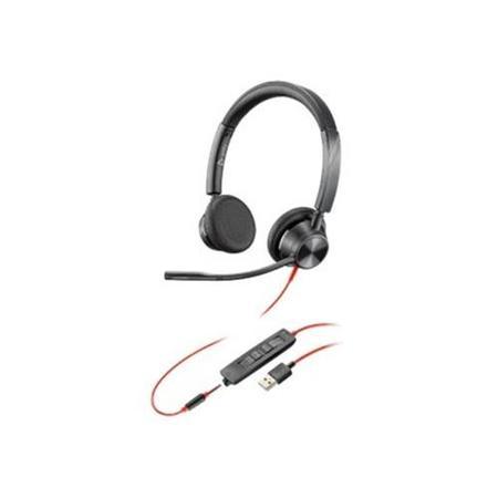 Poly Blackwire 3325 Double Sided On-ear USB with Microphone Headset ...