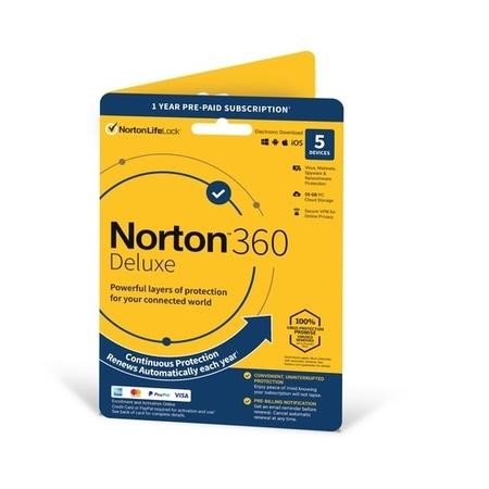 Norton 360 Deluxe Internet Security & VPN - 5 Devices - 12 Month ...