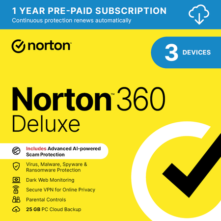 Norton 360 Deluxe Internet Security with VPN 3 Devices 12 Month ...