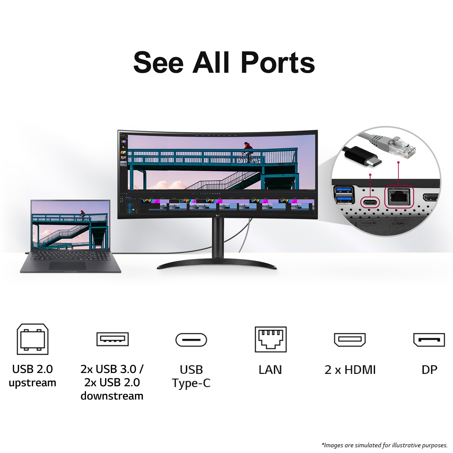 LG 34WQ75C 34" UltraWide QHD IPS USB-C Curved Monitor - Laptops Direct