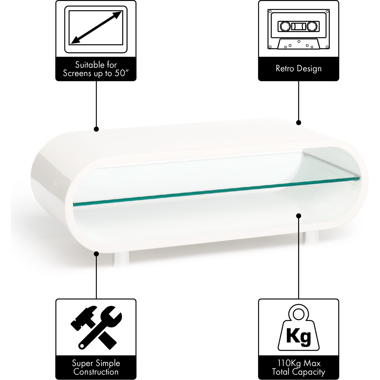 Techlink Ovid OV95 TV and HiFi Stand for up to 50" TVs - White ...