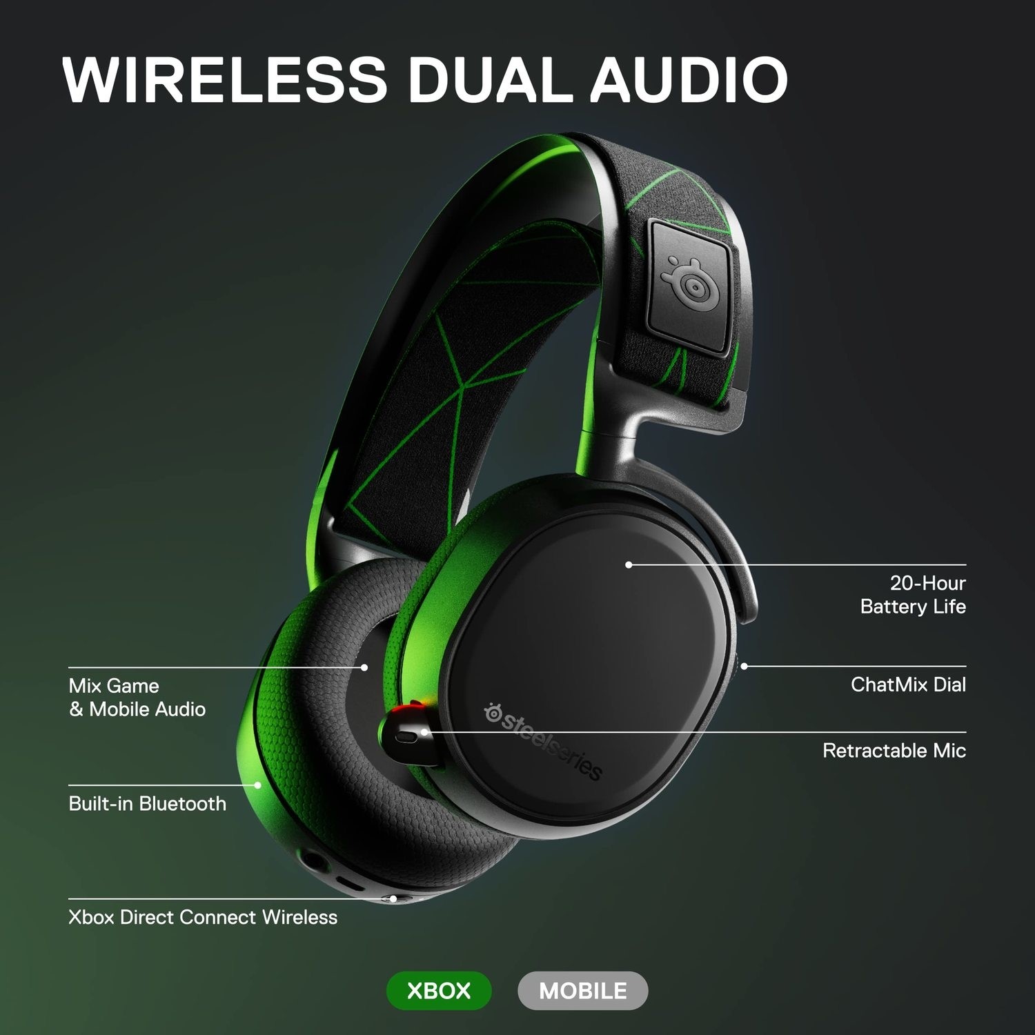 SteelSeries Arctis 9X Wireless Gaming Headset Black Laptops Direct