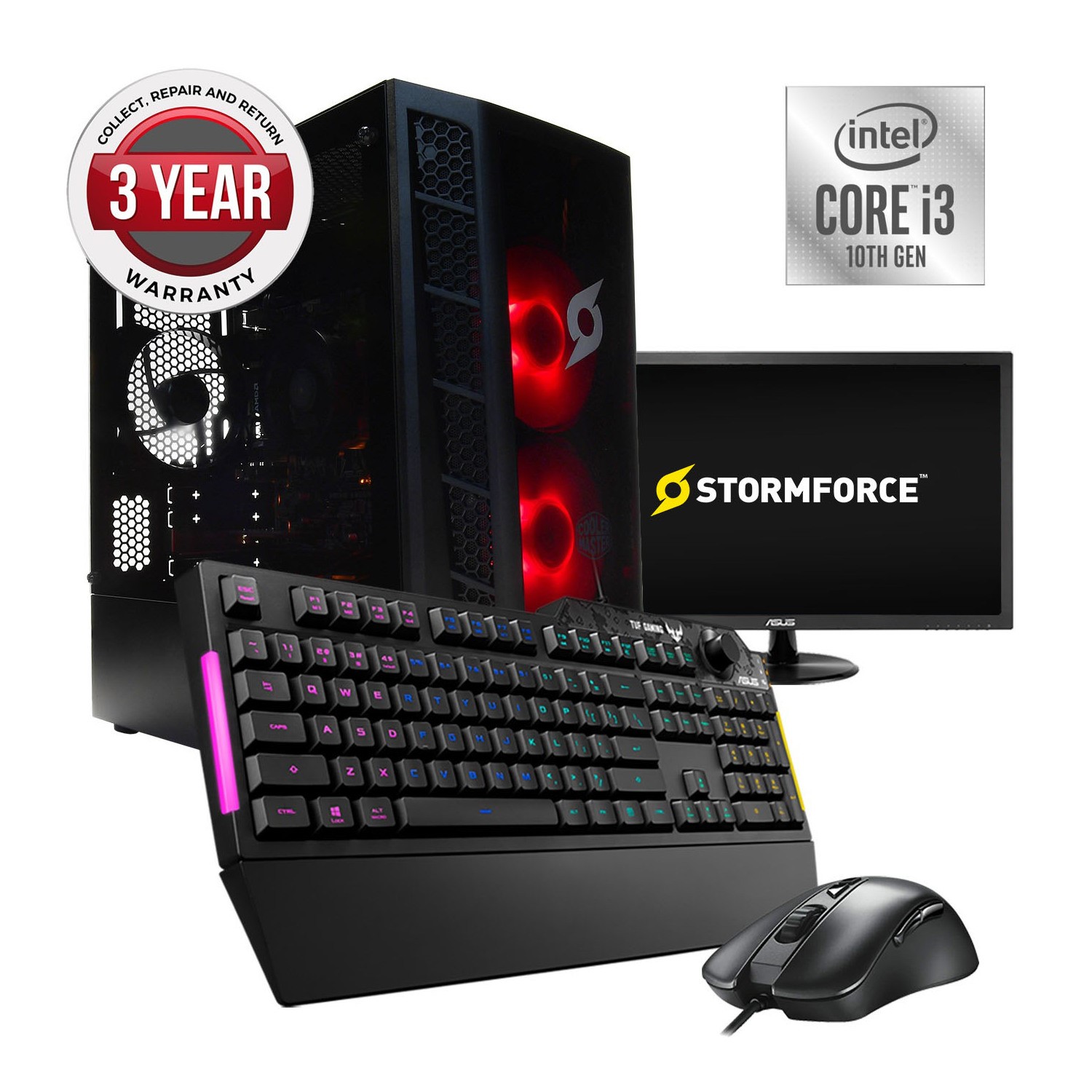 Zoostorm Stormforce Onyx Core i3-10105F 16GB 480GB GTX 1660Ti Windows ...