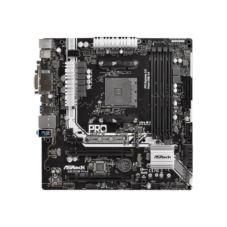 Asrock AB350M PRO4 AMD B350 AM4 Micro ATX 4 DDR4 VGA DVI HDMI RAID ...