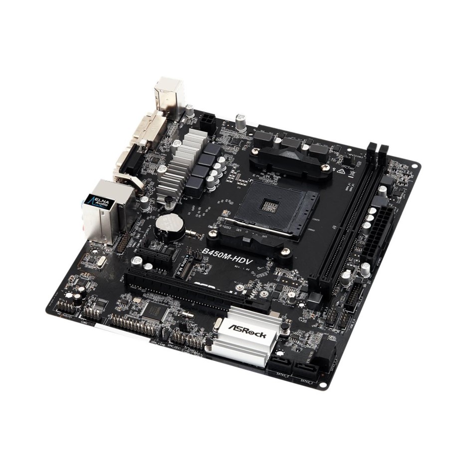 ASRock B450M-HDV AMD Socket AM4 Micro ATX VGA/DVI-D/HDMI DDR4 USB 3.1 ...