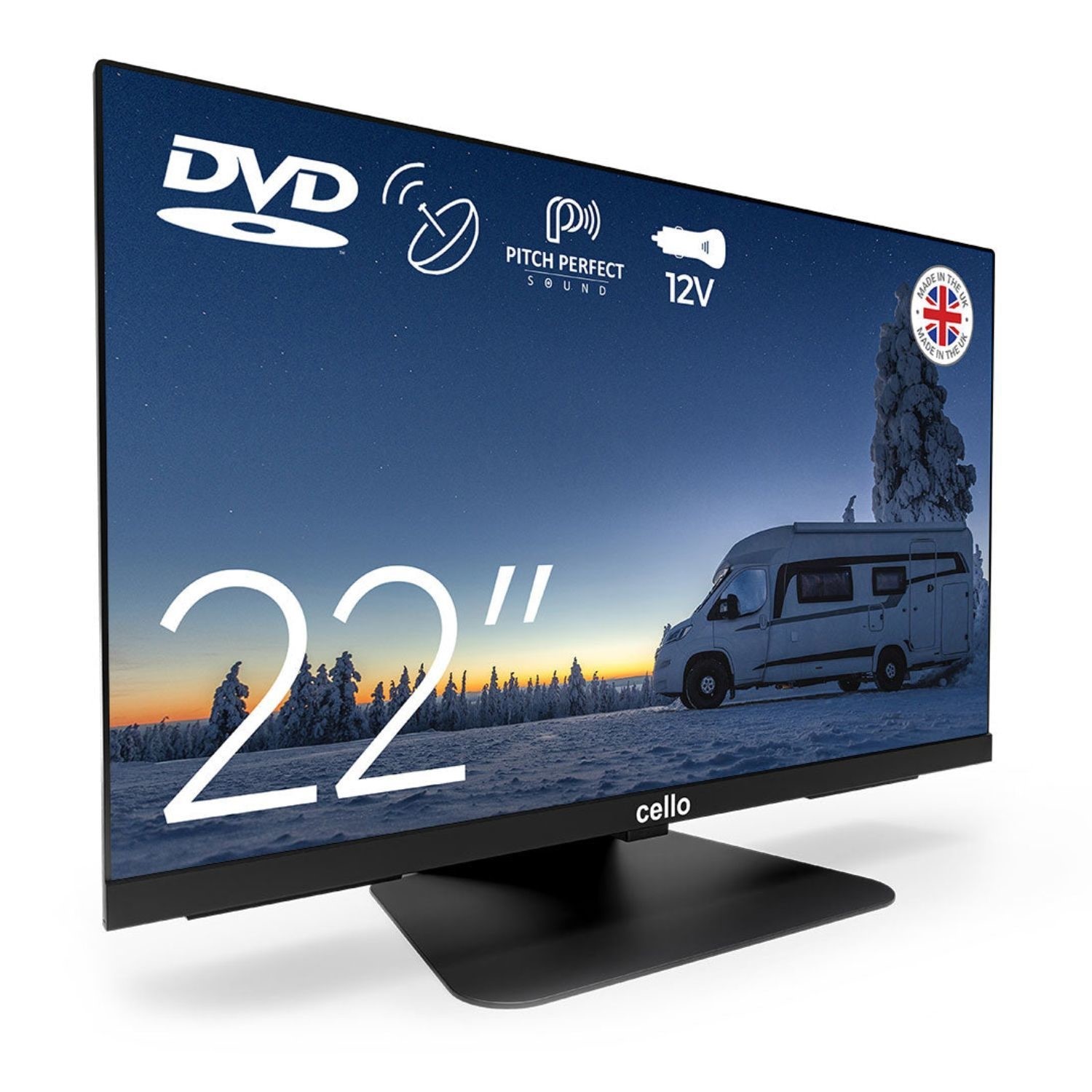 Cello 22 inch 12 volt DVD Traveller Caravan Frameless TV - Laptops Direct