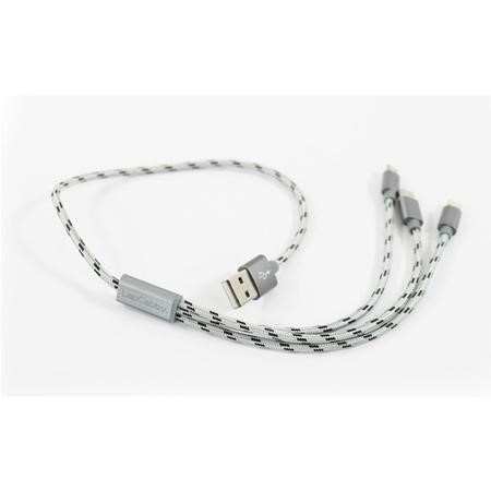 LapCabby 3in1 Grounded Lightning Cables USB-A to USB-C/Apple Lightning ...