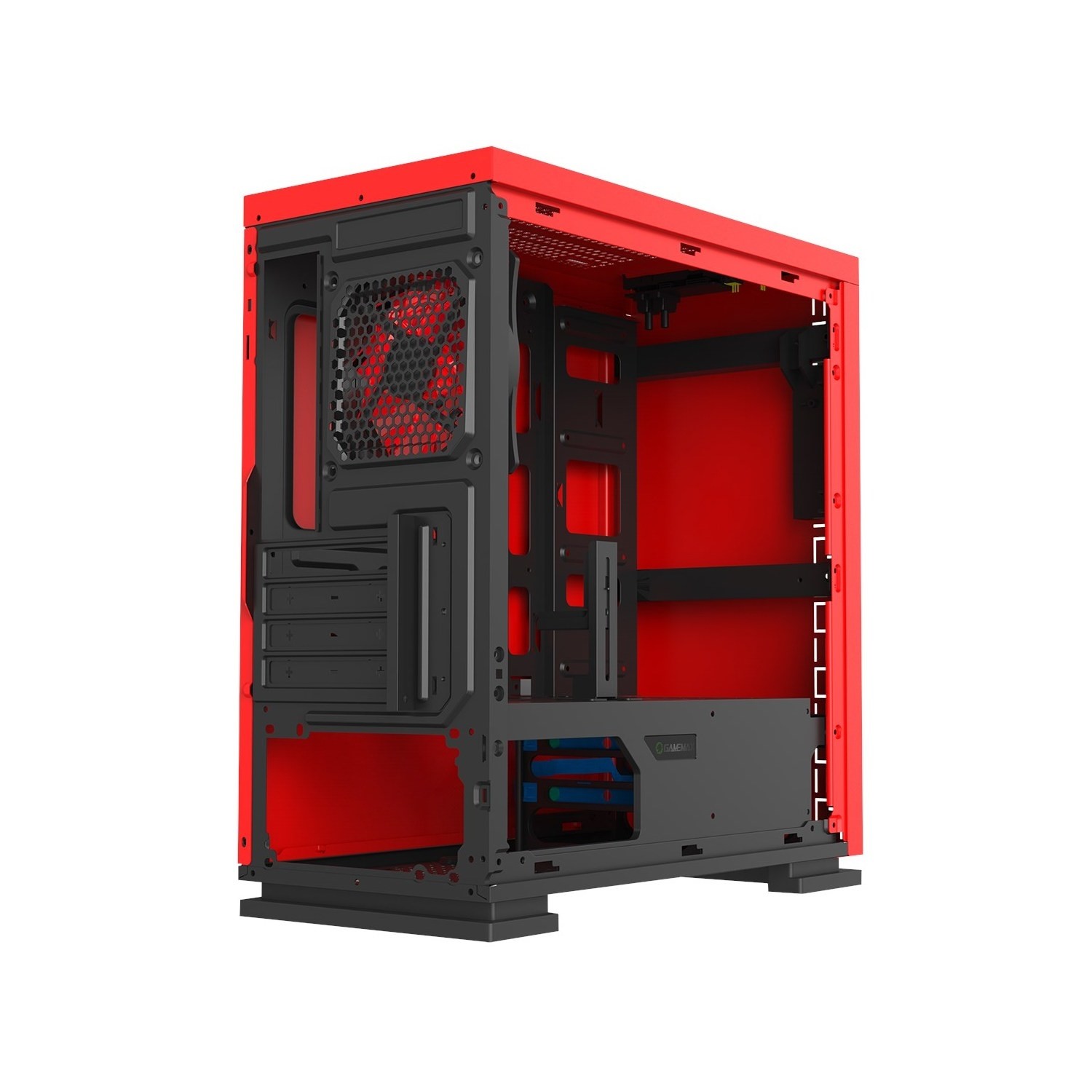 Game Max Expedition Red Gaming Matx PC Case Rear LED Fan & Full Side ...