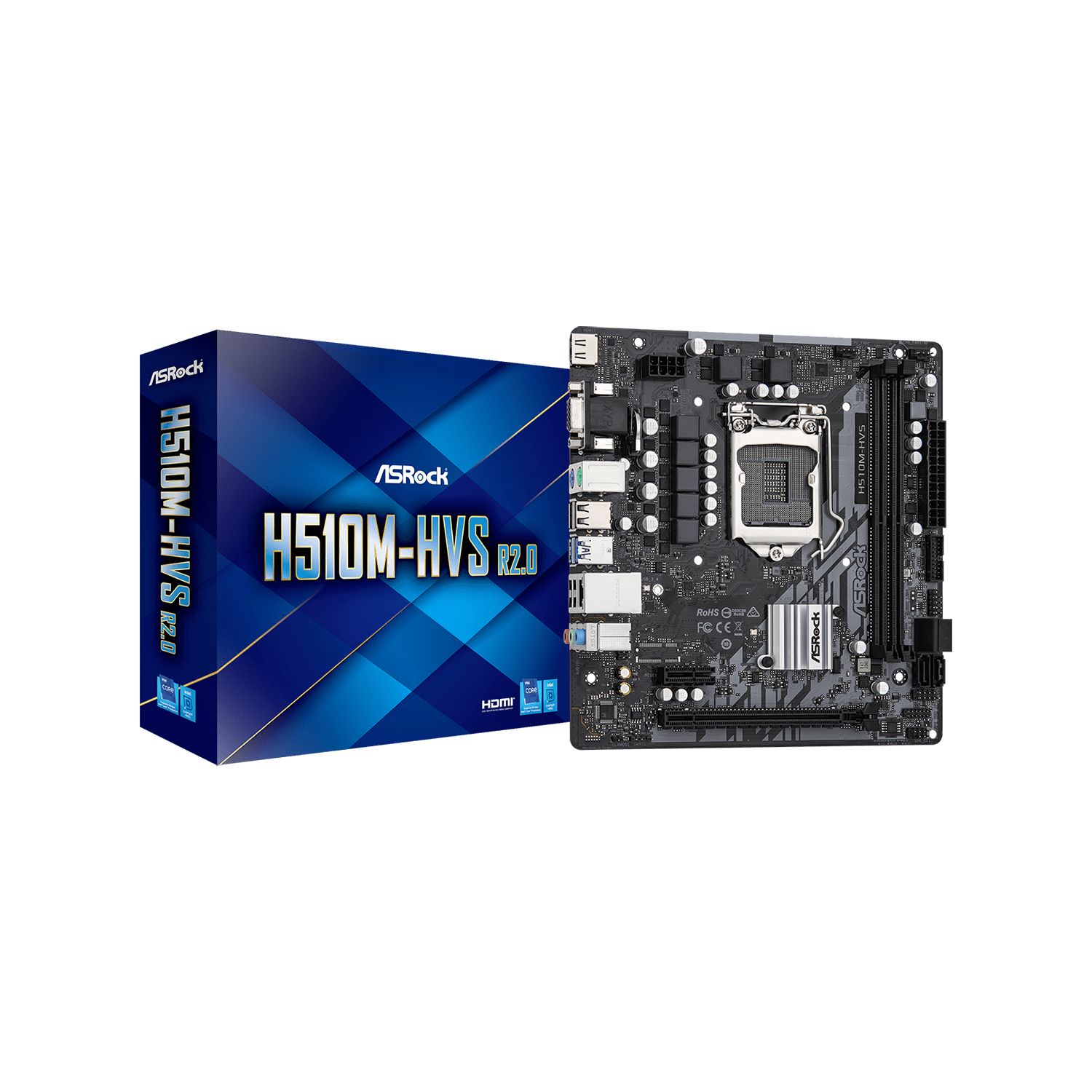 ASROCK Intel H510M-HVS R2.0 H510 Micro ATX Motherboard - Laptops Direct