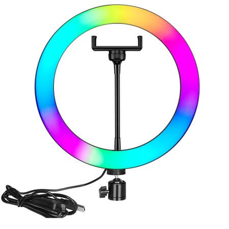 electriQ 10" RGB LED Ring Light with Floor Stand and Remote - electriQ ...