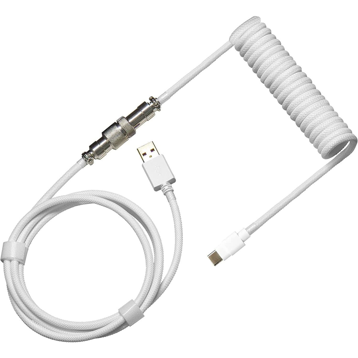 Cooler Master Coiled Cable USB-C to USB-A Double Sleeved White ...