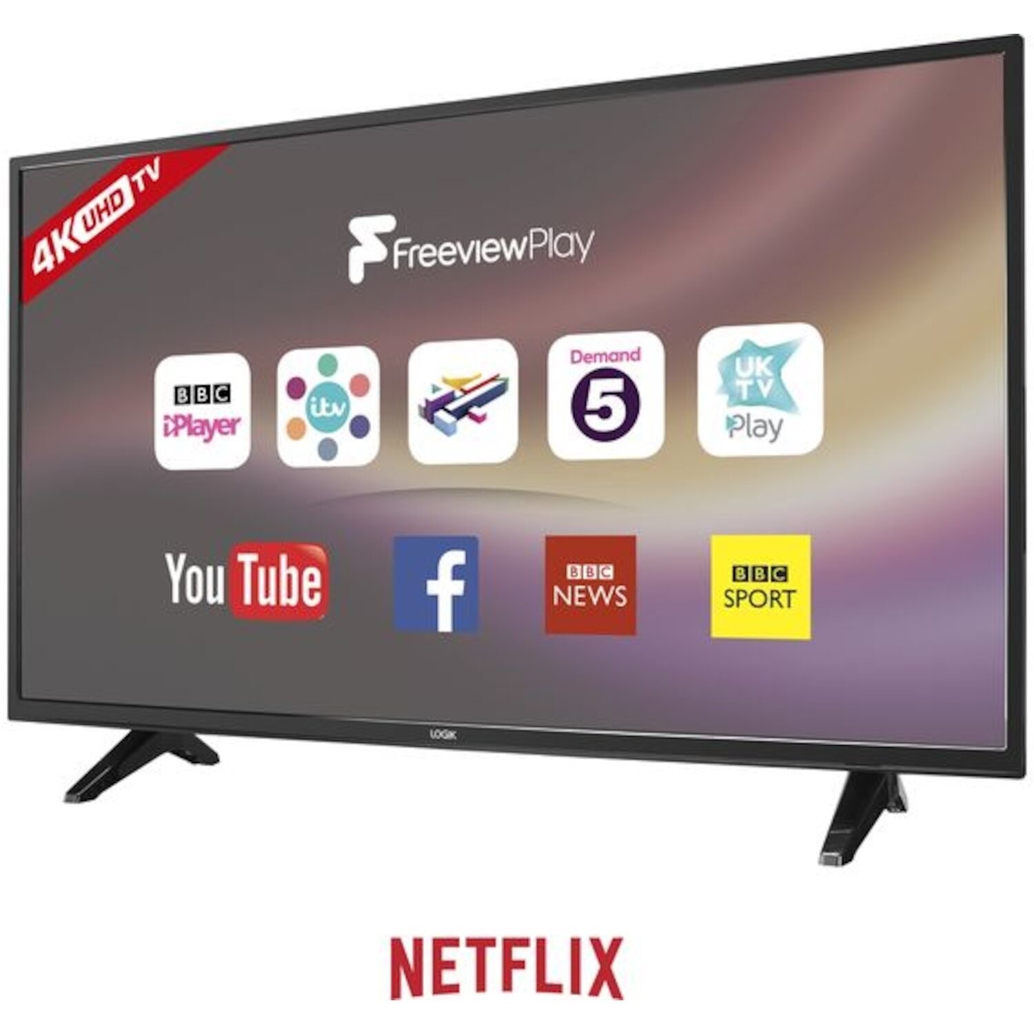 GRADE A1 - Logik L55UE18 55" 4K Ultra HD Smart HDR LED TV with 1 Year ...