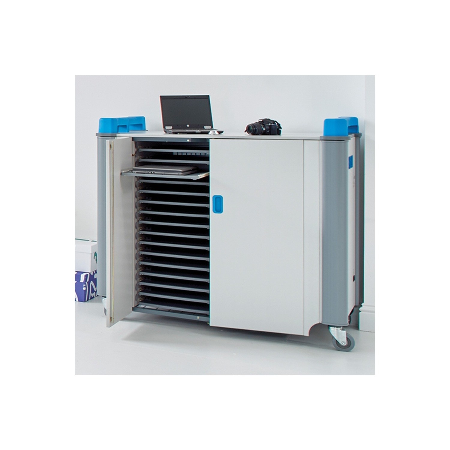 Monarch 32 Laptop Trolley Horizontal - Blue - Laptops Direct