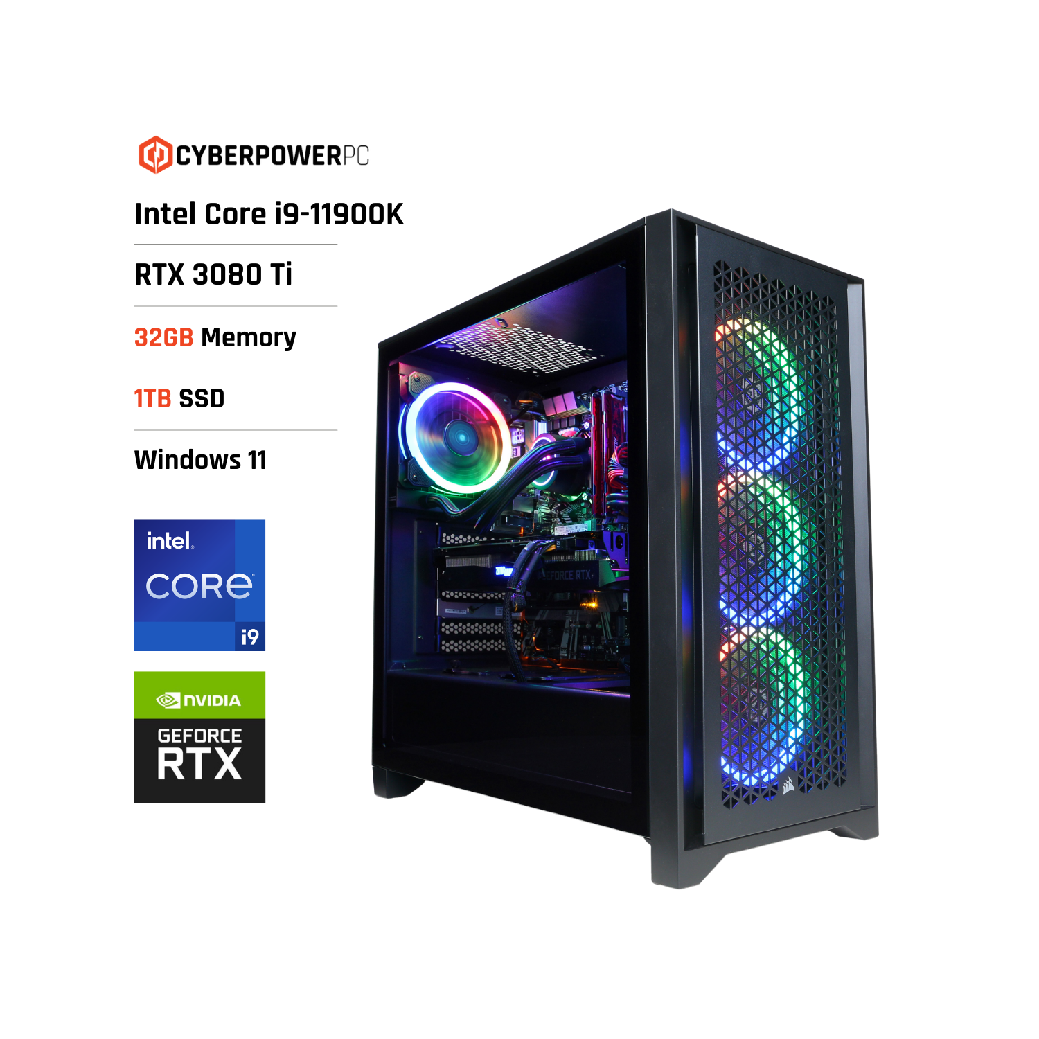 Cyberpower 4000D Core i9-11900K 32GB 1TB SSD GeForce RTX 3080 Ti ...