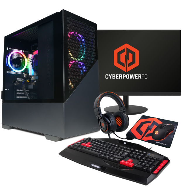 CyberPowerPC Amethyst AMD Ryzen 5 5500 RTX 4060 16GB RAM 1TB SSD + 23.8 ...