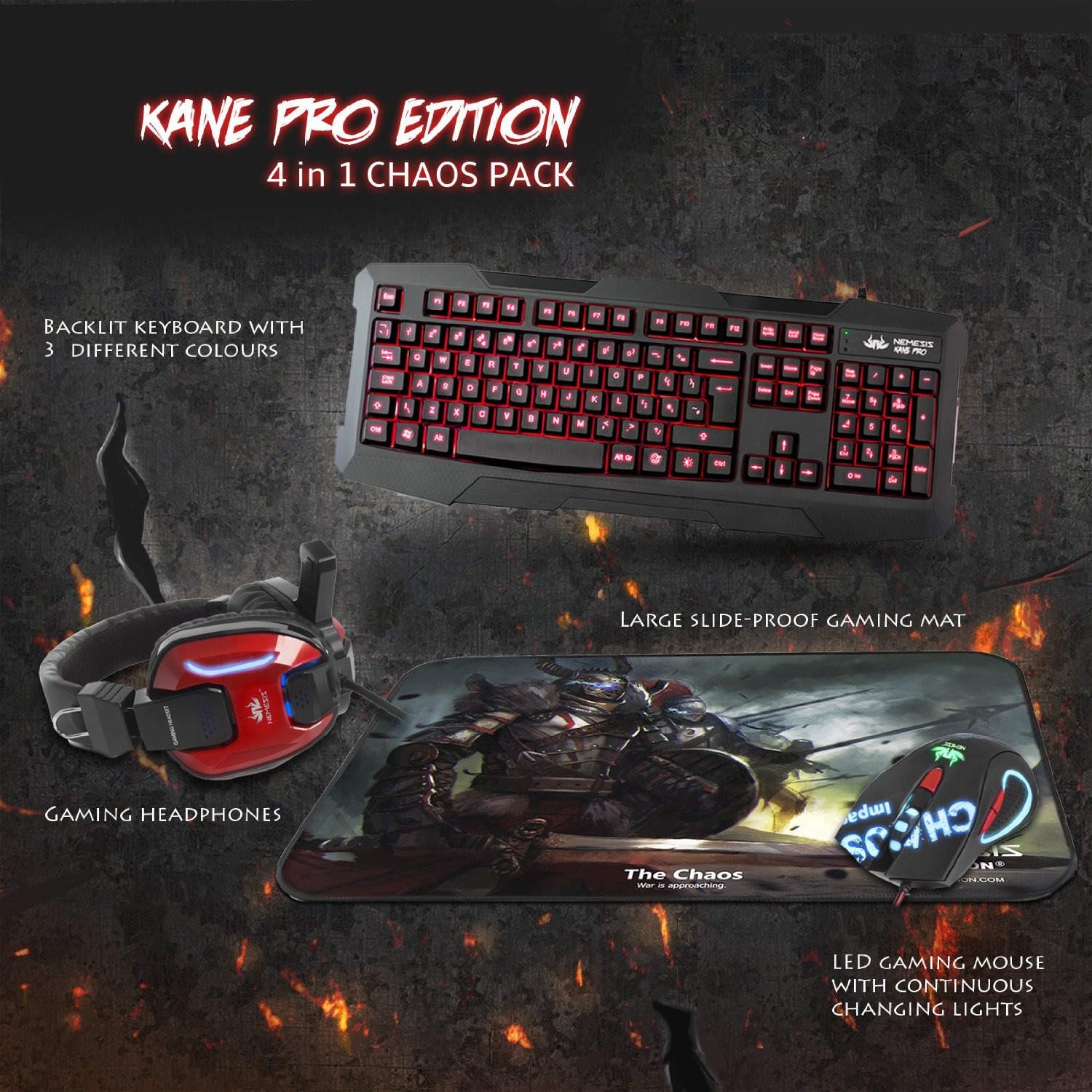 Sumvision - LED Gaming Keyboard Mouse Headset & Mouse Mat - Nemesis ...