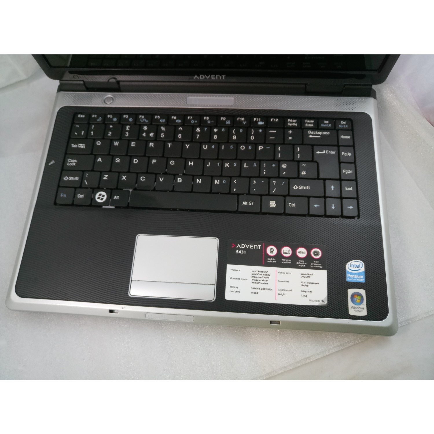 Refurbished Advent 5431 Pentium T3200 1GB 160GB Windows 10 15.4" Laptop ...