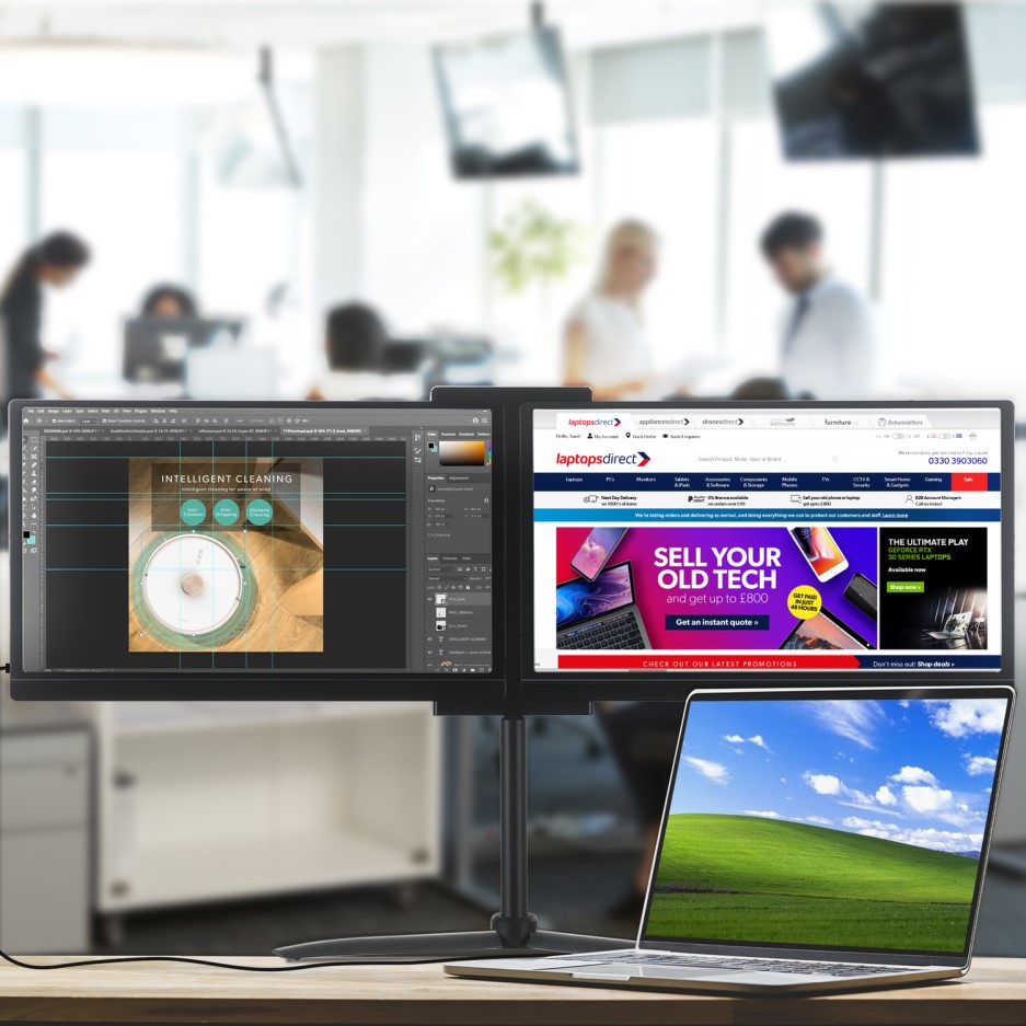 electriQ 15.6" IPS Full HD HDR USB-C Dual Portable Monitor - Laptops Direct