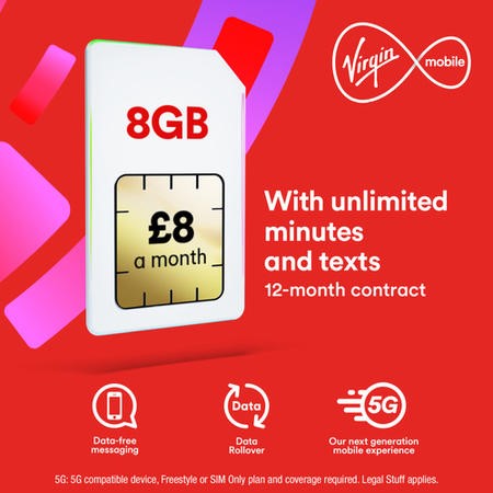 Virgin Media 8GB Data SIM Only Contract 12 Months - Laptops Direct